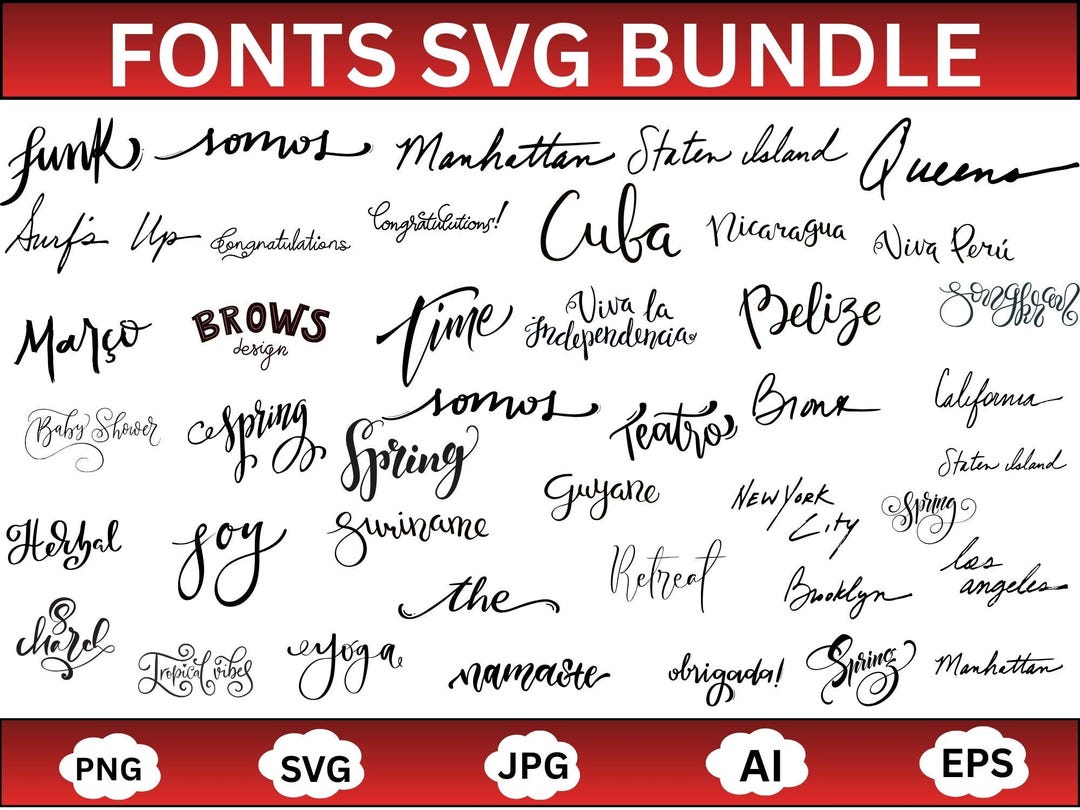 Calligraphy Font Bundle | 50 Handwritten Fonts | Script Fonts for ...