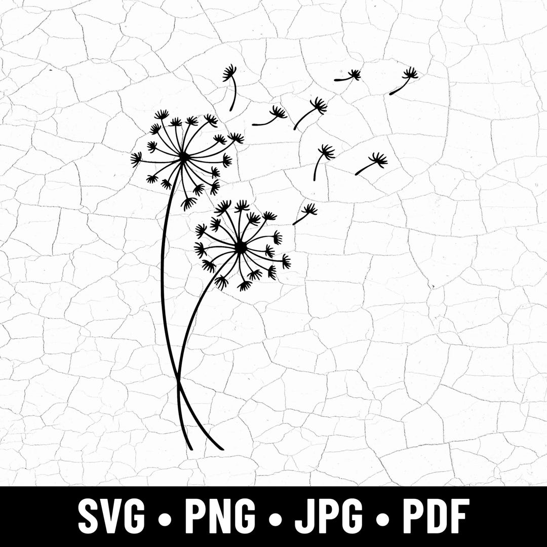 Dandelion SVG, Dandelion Clipart, Dandelion Silhouette, Dandelion ...
