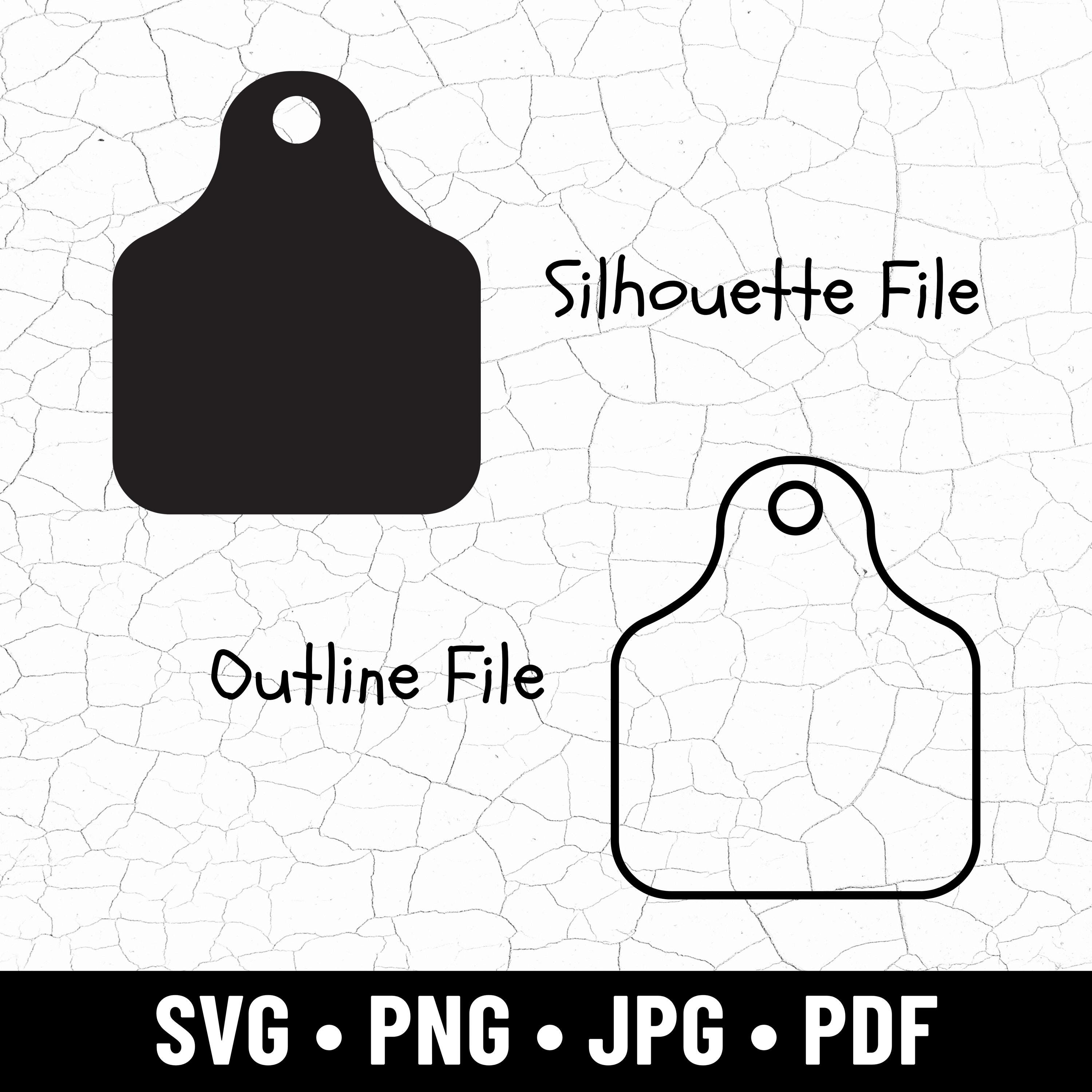 Cow Tag SVG, Cattle Ear Tag Clipart, Livestock Ear Tag Outline, Cow Tag ...