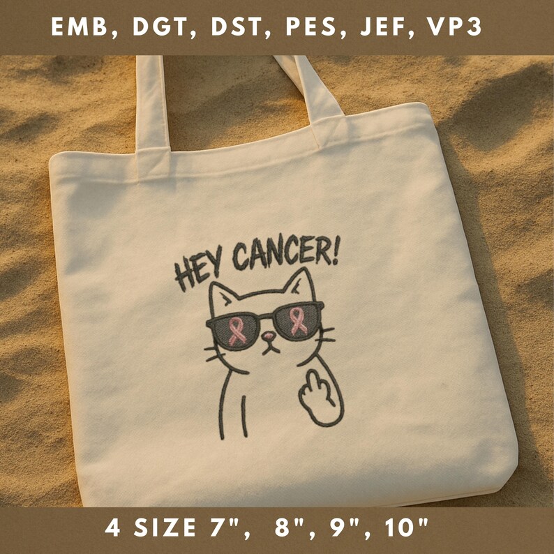Cancer Fighter Embroidery File Hey Cancer Design for Awareness Month ...