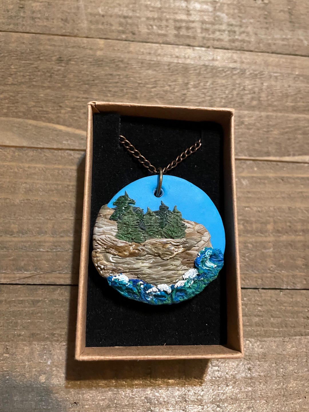 Pictured Rocks National Lakeshore Scene, Polymer Clay Necklace - Etsy