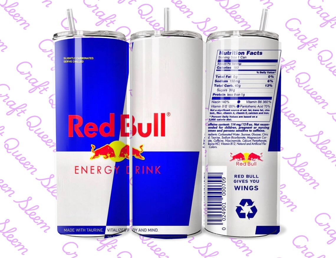 Red Bull Energy Drink Tumbler 20oz | Energy Drink Inspired Skinny ...