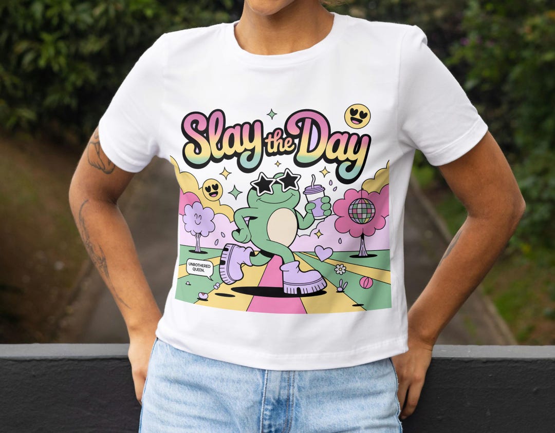 Trendy Frog Art Print | Slay the Day, Unbothered Queen (digital ...