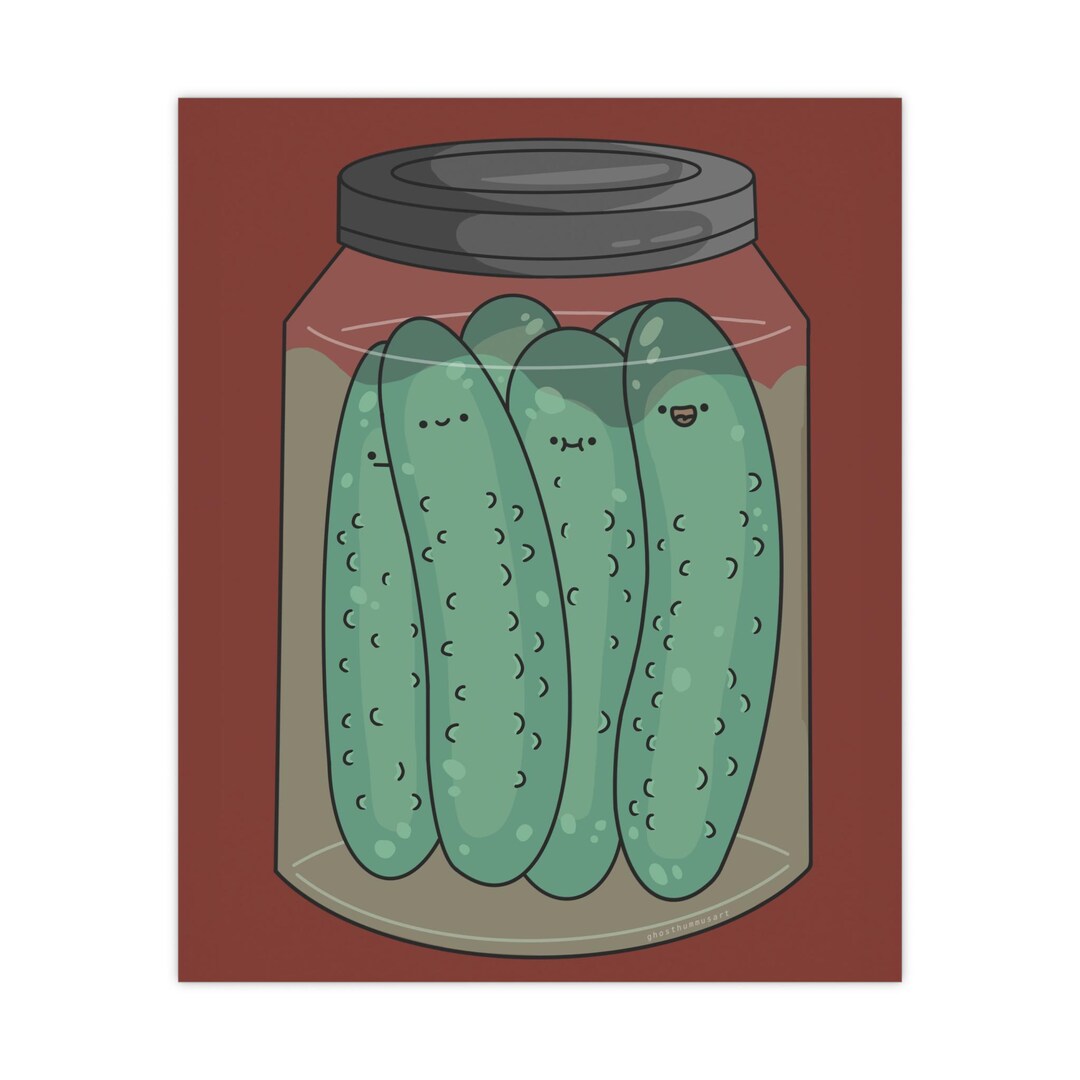 Cute Pickle Matte Poster, Quirky Home Decor, Kitchen Wall Art, Gift for ...