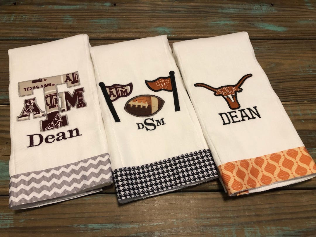 House Divided Set of 3 Personalized Burp Cloths - Etsy