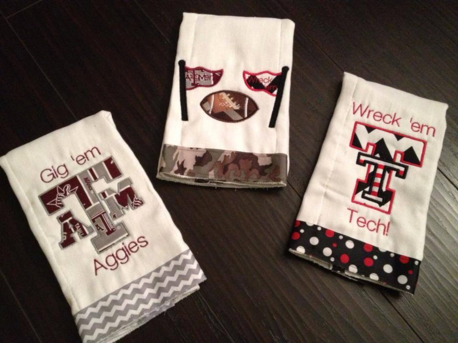House Divided Set of 3 Personalized Burp Cloths - Etsy