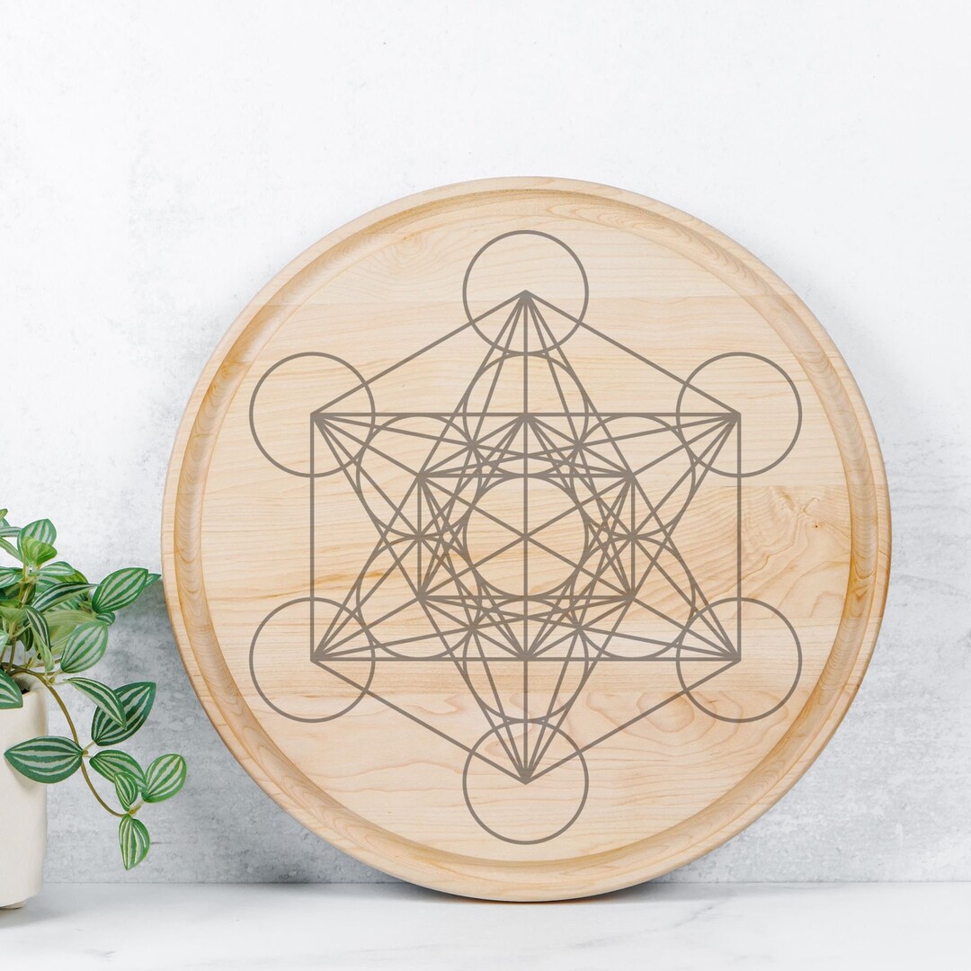 Metatron's Cube Large Crystal Grid / Round Wood Cutting Board With ...