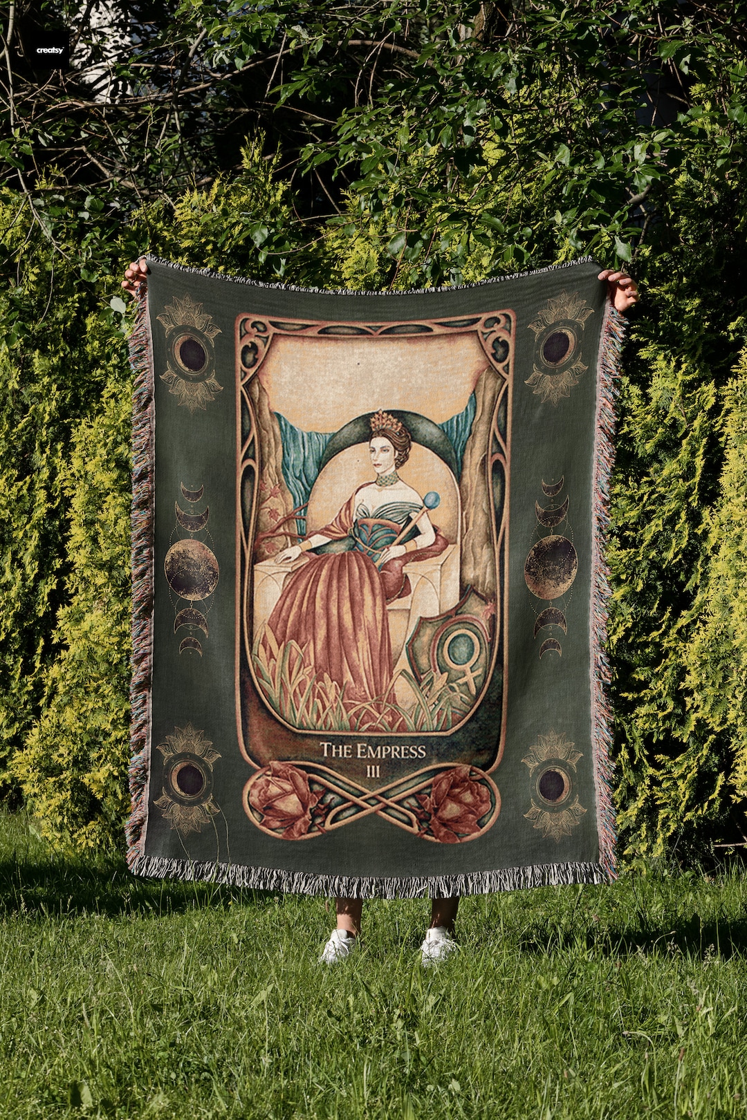 The Empress Woven Tarot Blanket/throw | 100% Cotton Tapestry With ...