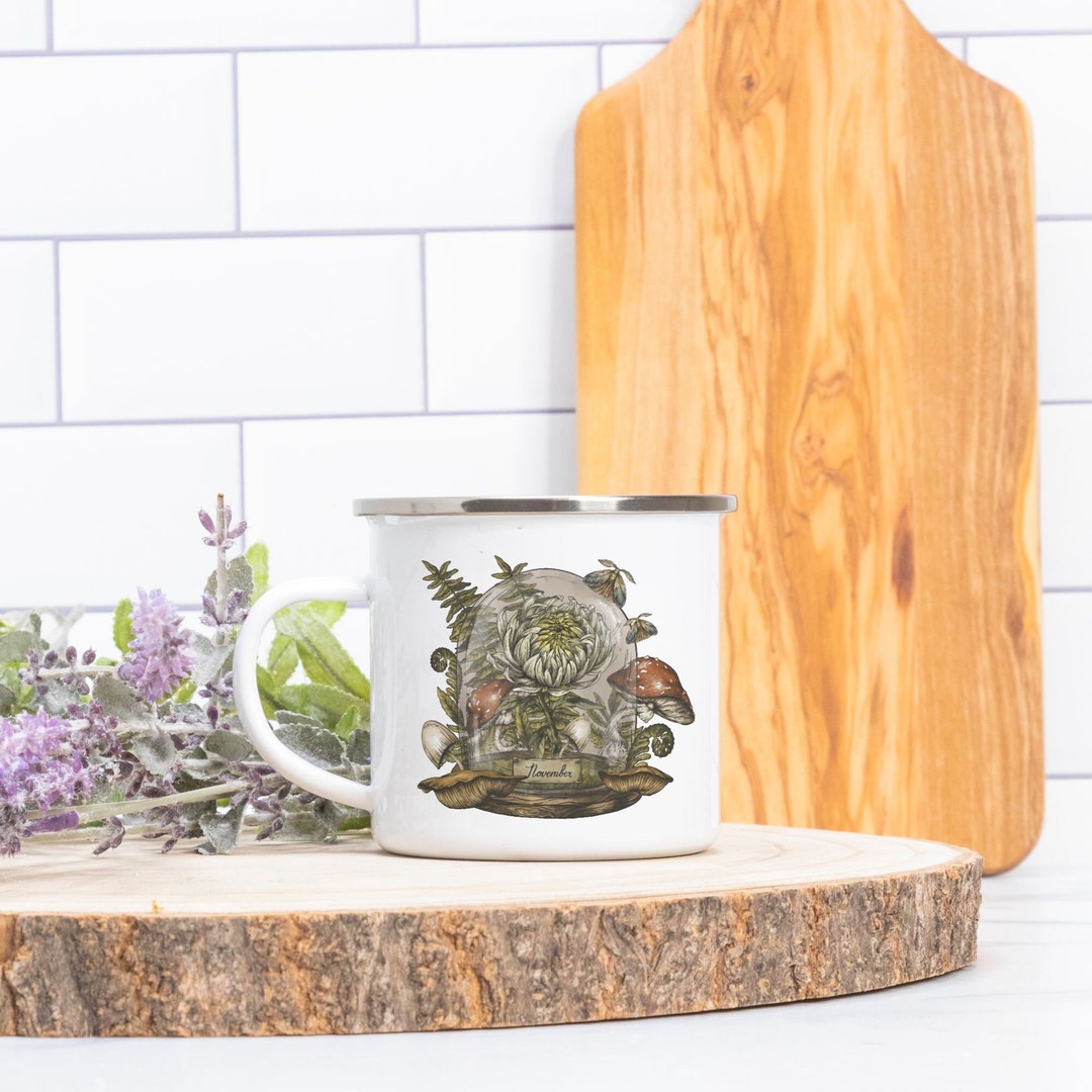 November Birth Flower Camp Mug 10 Oz. * Personalizeable * Stainless ...