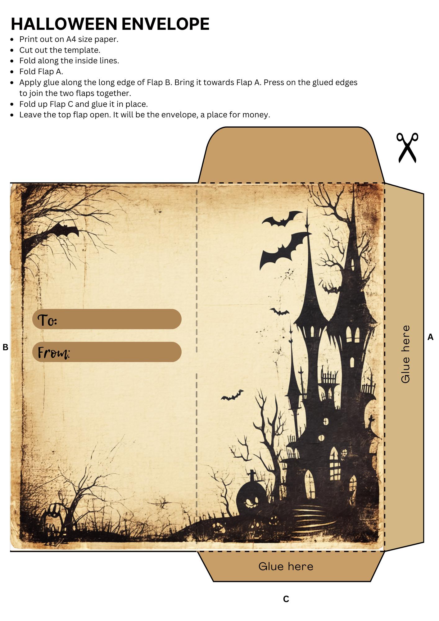 Halloween Printable Envelopes: Spooky DIY Gift Card Holders (PDF ...