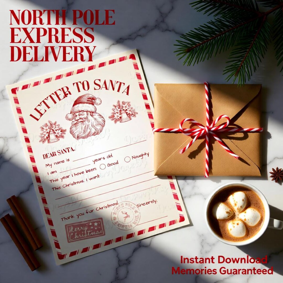 Letter to Santa Printable Set | Kids Christmas Writing Activity (PDF ...