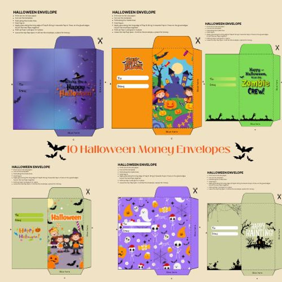 10 Printable Halloween Money Envelopes | Spooky Party Favors (PDF ...