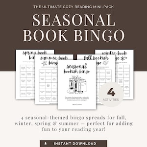 Editable Seasonal Book Bingo Printable | 4-pack Reading Challenge for ...