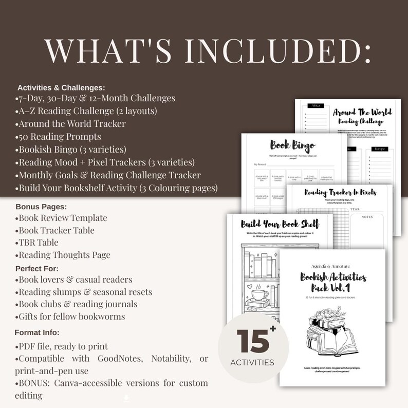 Ultimate Book Lover Printable Pack 15 Plus Bookish Activities, Reading ...