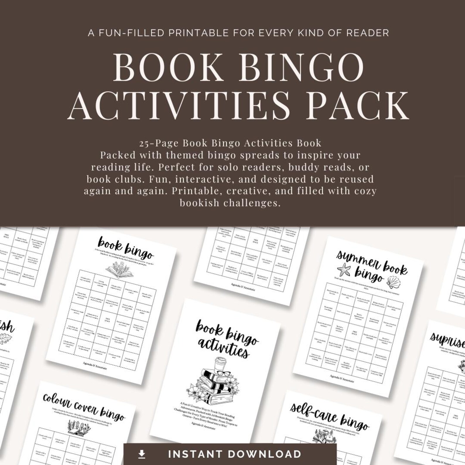 Editable Bookish Bingo Printable | 25 Unique Bingo Spreads for Readers ...