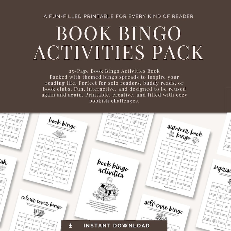 Editable Bookish Bingo Printable | 25 Unique Bingo Spreads for Readers ...