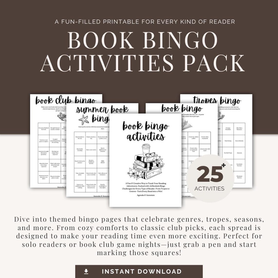 Editable Bookish Bingo Printable | 25 Unique Bingo Spreads for Readers ...