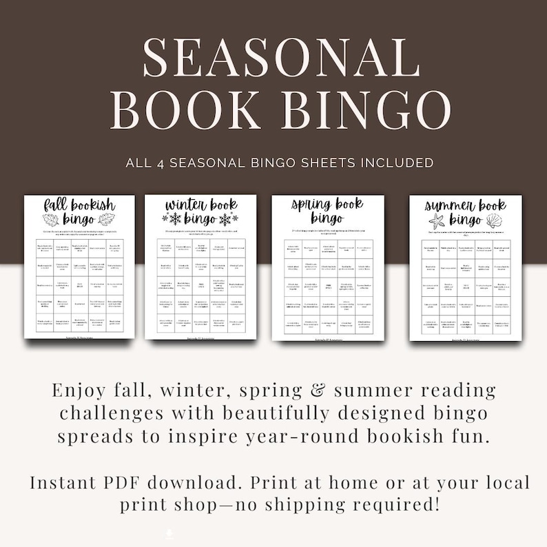 Editable Seasonal Book Bingo Printable | 4-pack Reading Challenge for ...