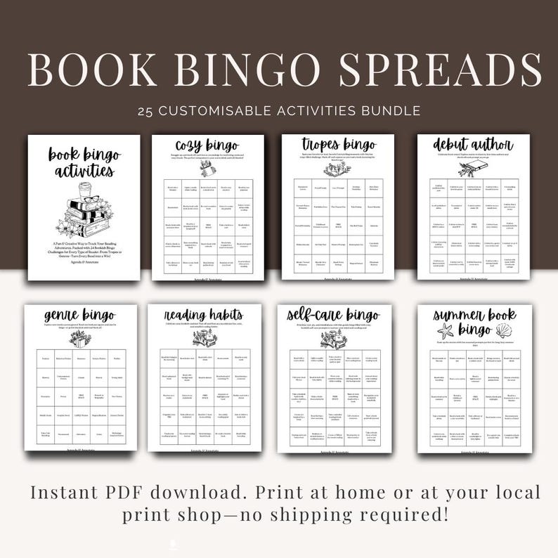 Editable Bookish Bingo Printable | 25 Unique Bingo Spreads for Readers ...