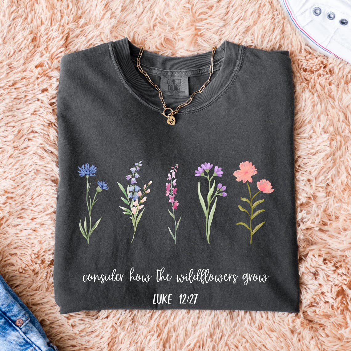 Wildflower Bible Verse PNG, Consider How the Wildflowers Grow Luke 12: ...
