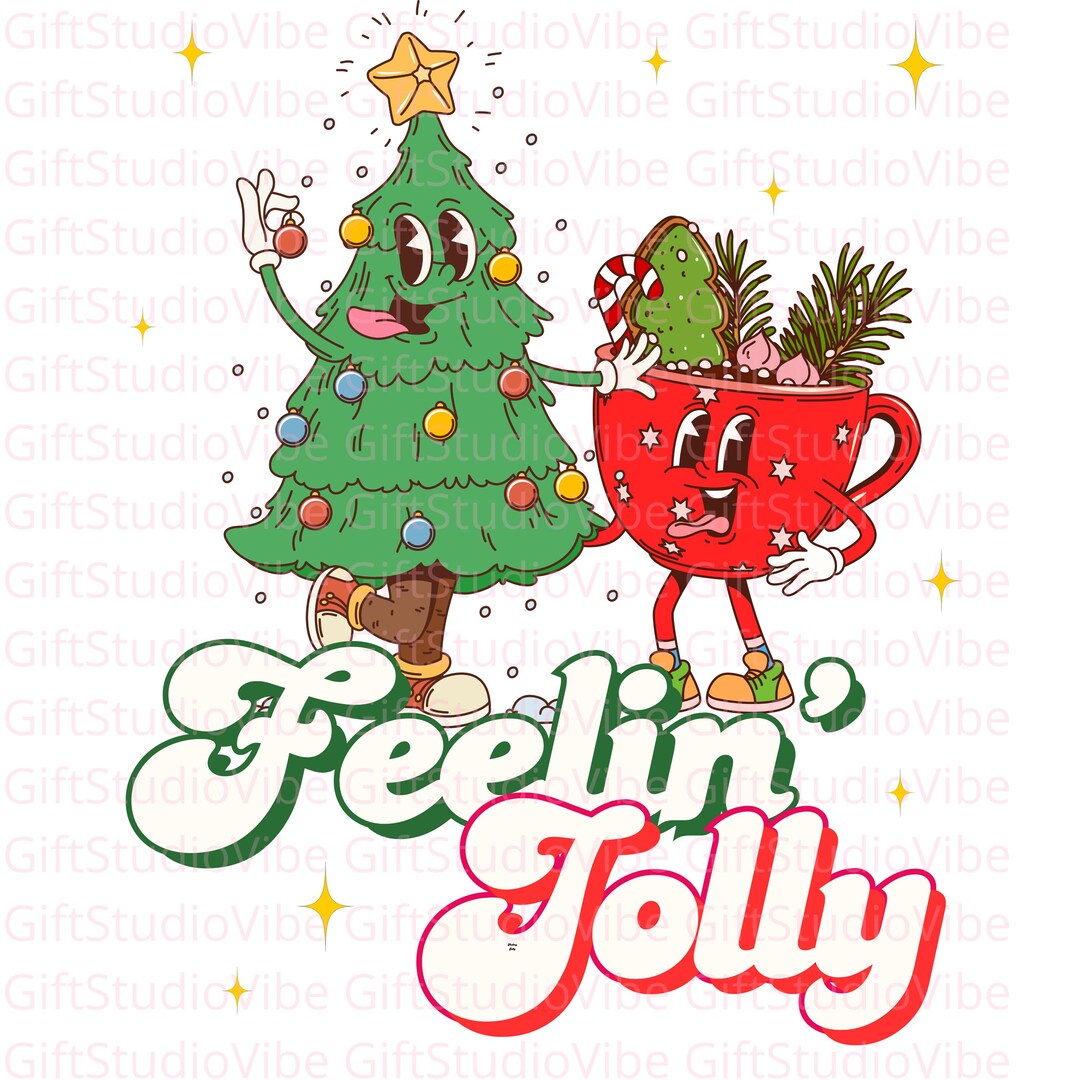 Retro Christmas PNG: Funny Cartoon Tree & Mug - Feelin Jolly ...