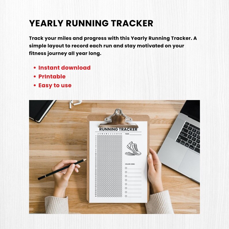 Running Tracker Yearly Printable Miles Tracker Daily Run Log Mileage ...