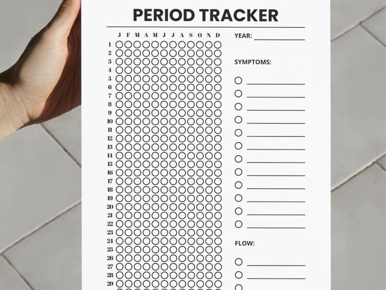 Period Tracker Printable, Yearly Cycle Log, Symptom Chart for Women, Ovulation & Fertility ...