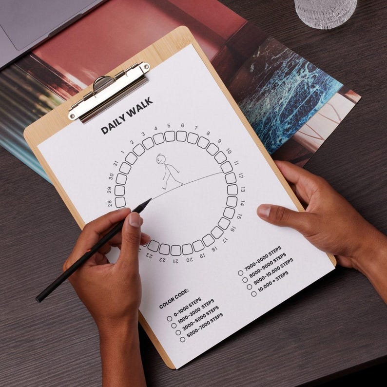 Daily Walk Tracker Printable Habit Tracker Digital Workout Template ...