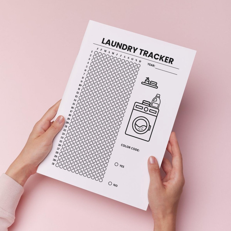 Laundry Tracker Printable Yearly Laundry Log Household Chore Planner ...
