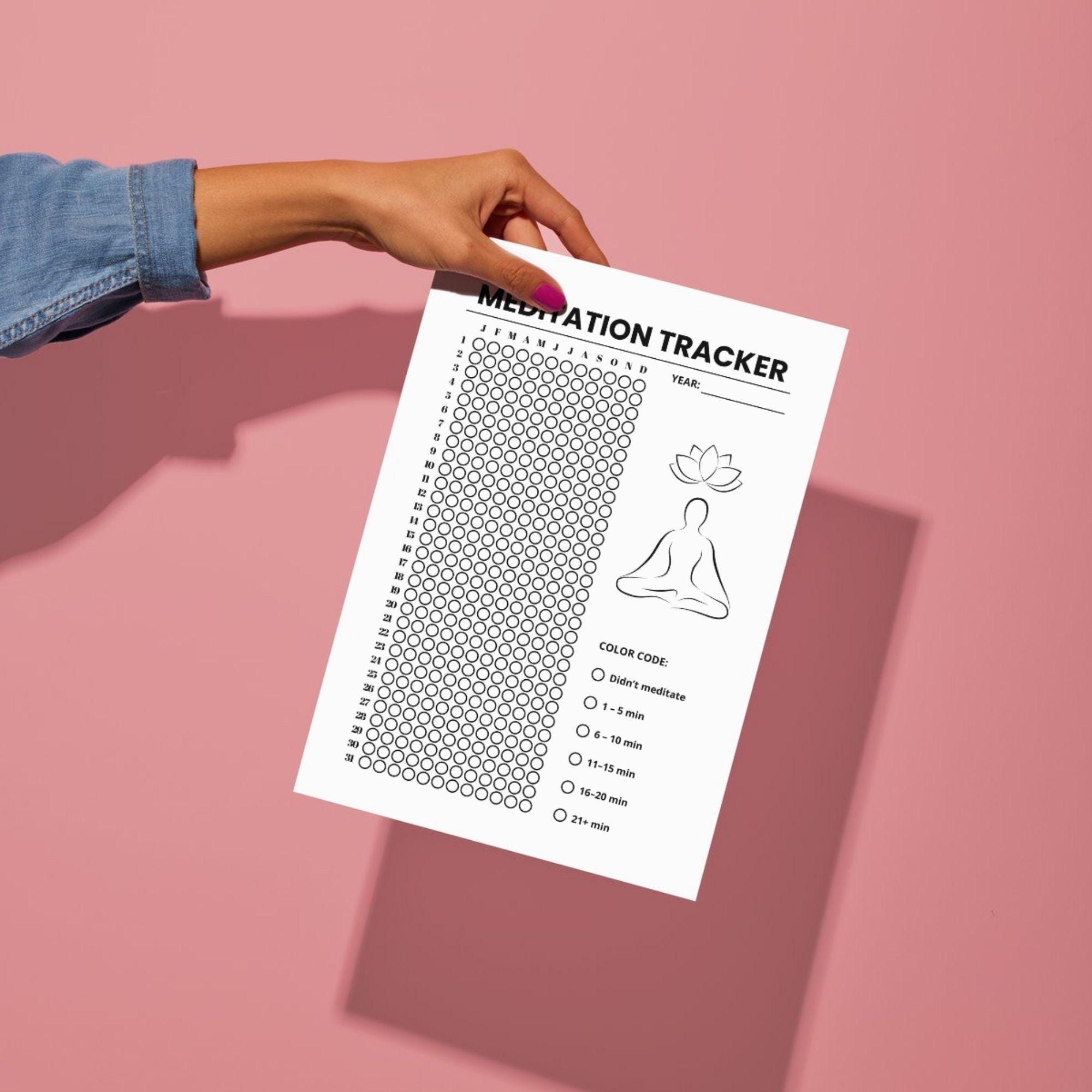 Meditation Tracker Printable Yearly Practice Log Spiritual Growth ...