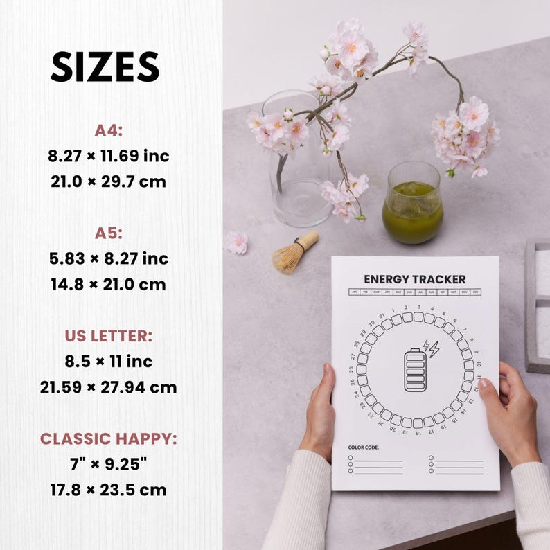 Energy Tracker Printable Daily Mood Log Productivity Journal Page ...