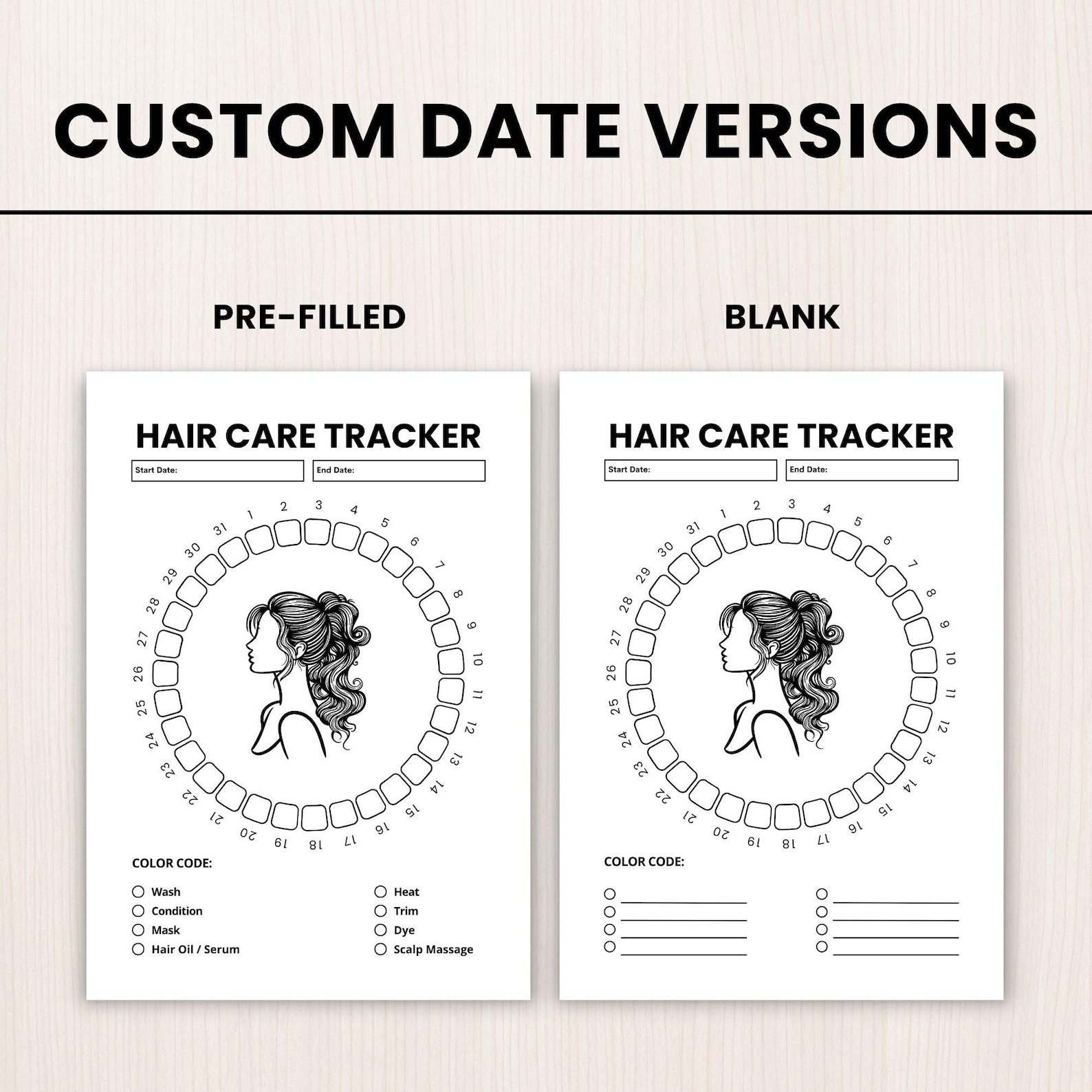 Hair Care Tracker Printable Monthly Habit Tracker Beauty Routine ...