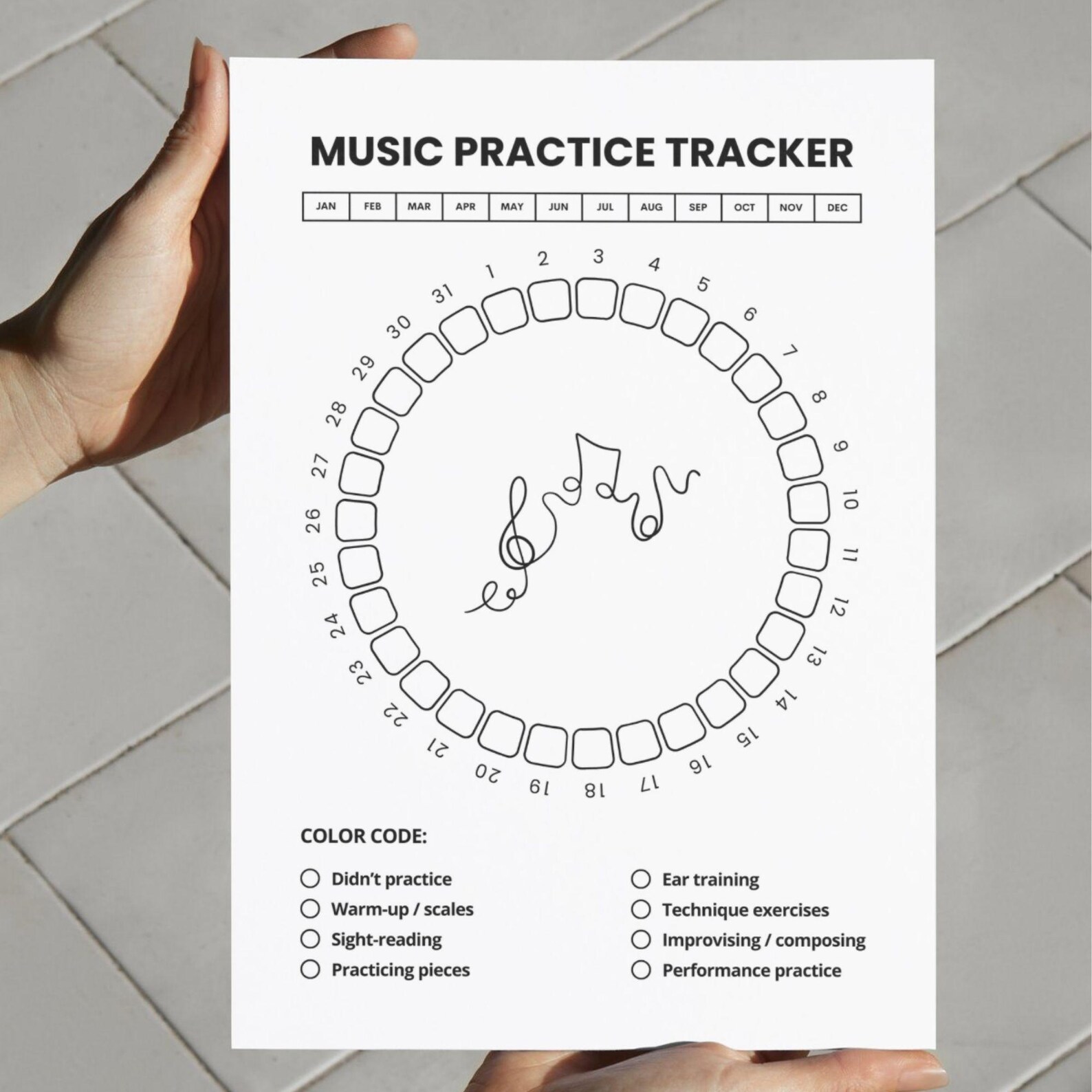 Music Tracker Printable Monthly Instrument Practice Log Daily Voice ...