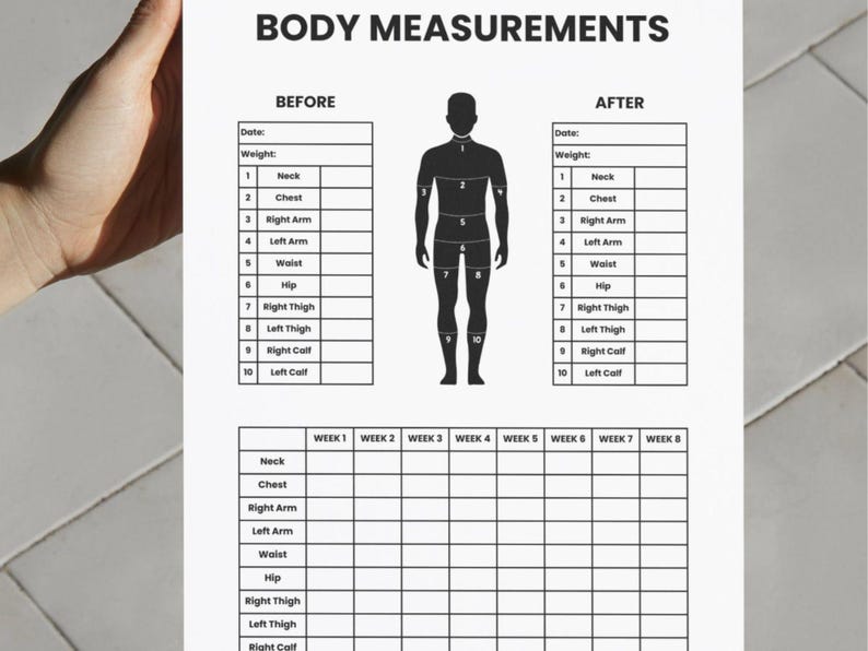 Body Measurement Tracker Printable Weight Loss Journal Page Digital ...