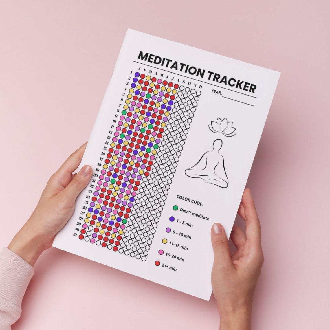 Meditation Tracker Printable Yearly Practice Log Spiritual Growth ...