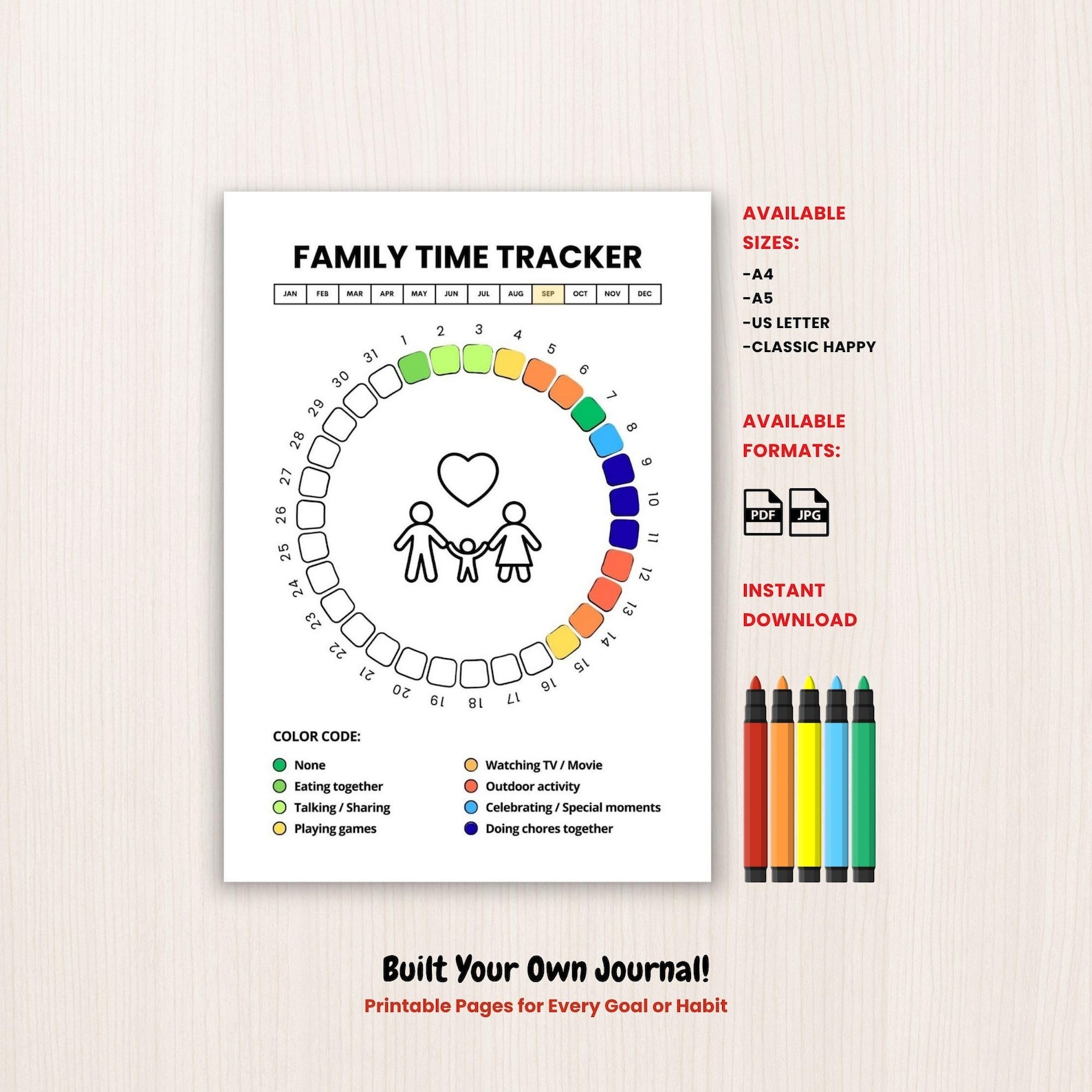 Family Activity Tracker Printable, Daily Family Time Log, Parent & Kids ...