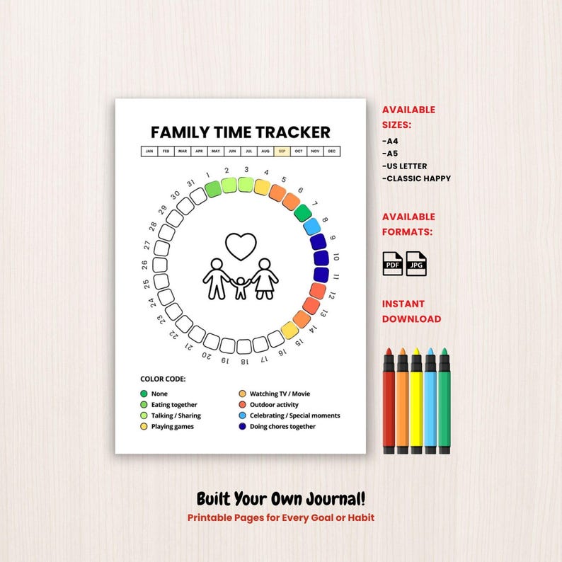 Family Activity Tracker Printable, Daily Family Time Log, Parent & Kids ...