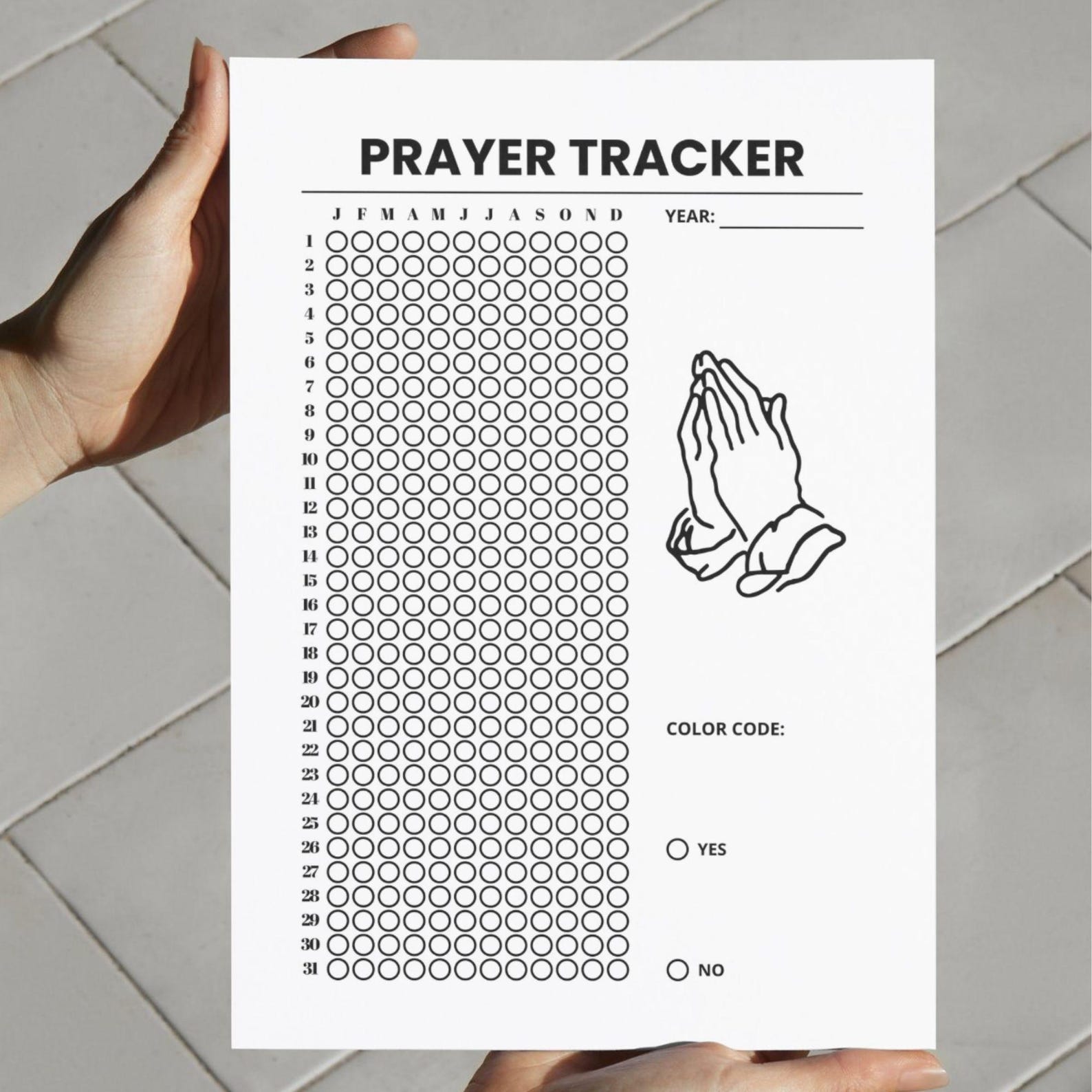 Prayer Tracker Yearly Printable Prayer Journal Page Daily Prayer Log ...