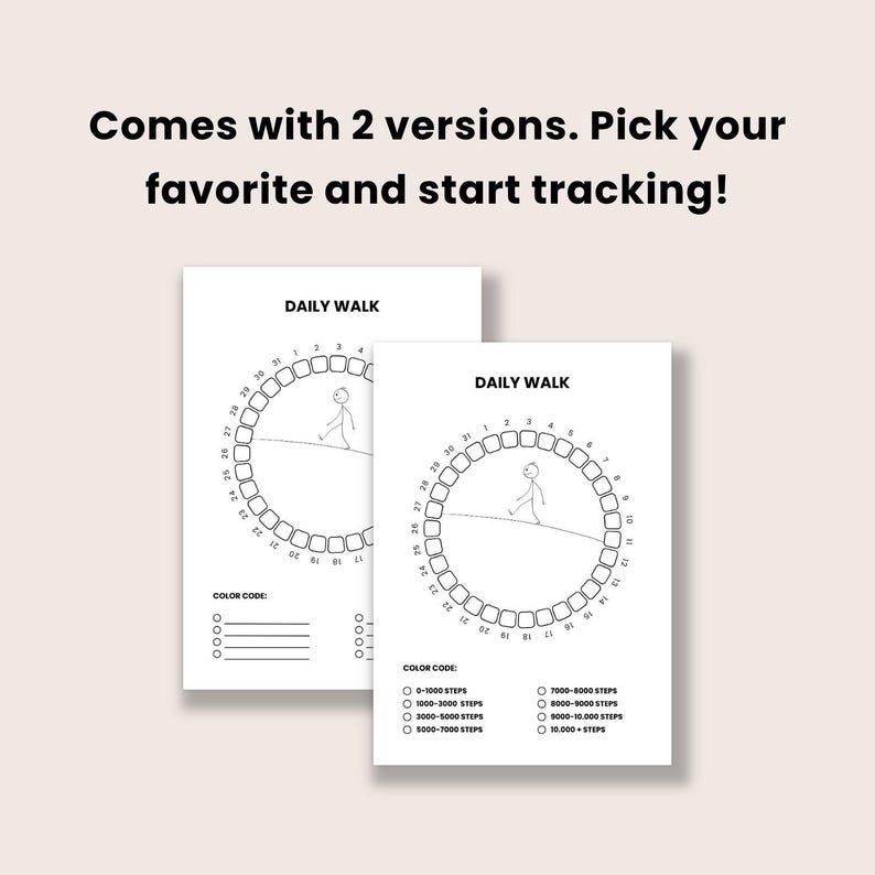 Daily Walk Tracker Printable Habit Tracker Digital Workout Template ...