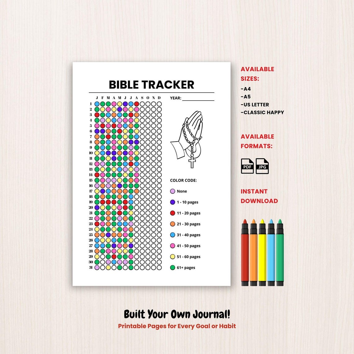 Bible Tracker Yearly Printable Bible Study Journal Page Daily Scripture ...
