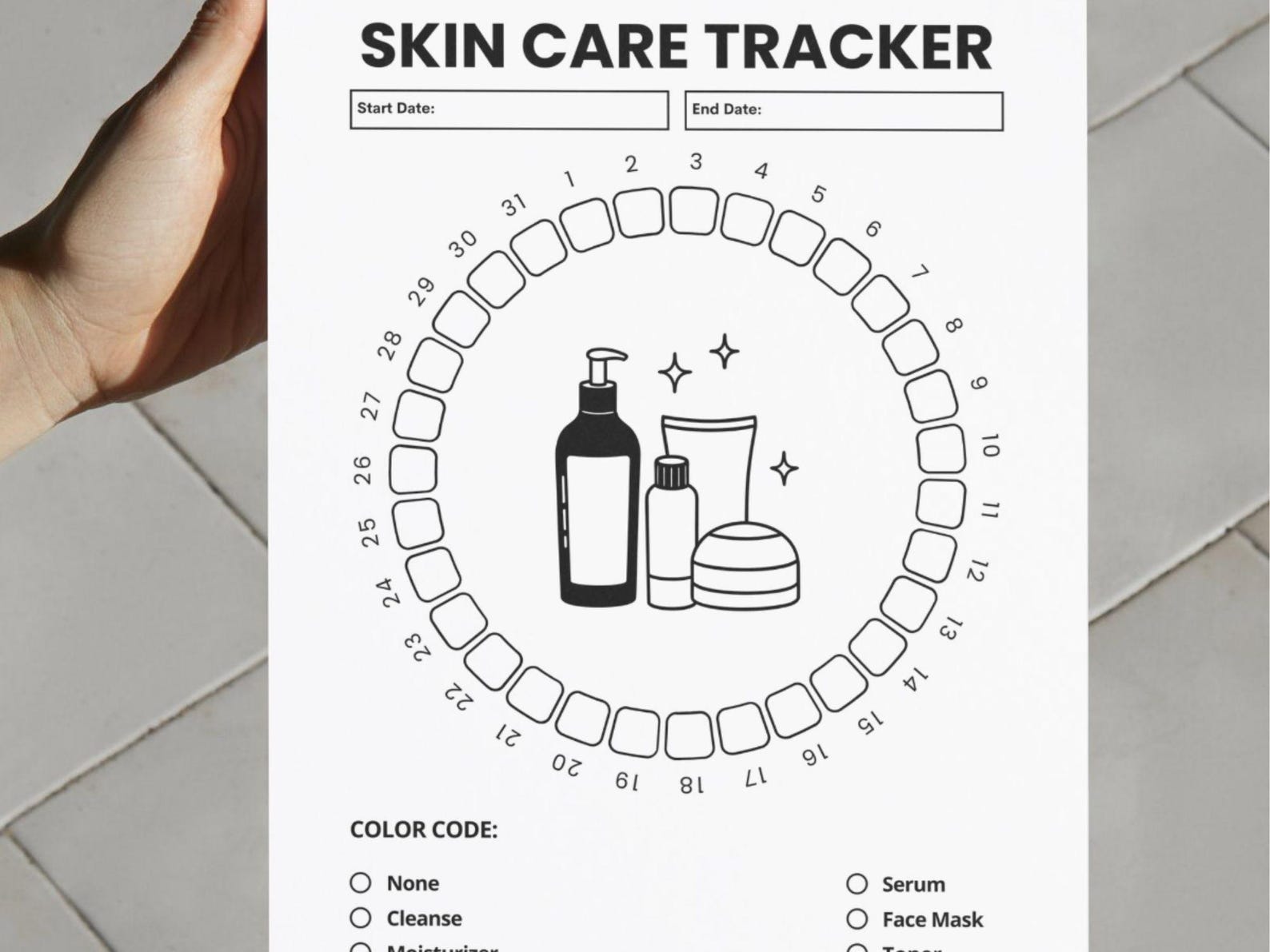 Skin Care Tracker Printable Daily Beauty Routine Planner Self Care ...