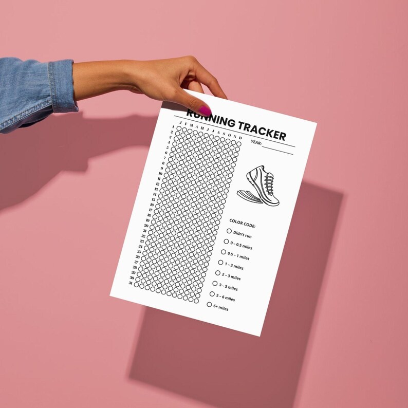 Running Tracker Yearly Printable Miles Tracker Daily Run Log Mileage ...