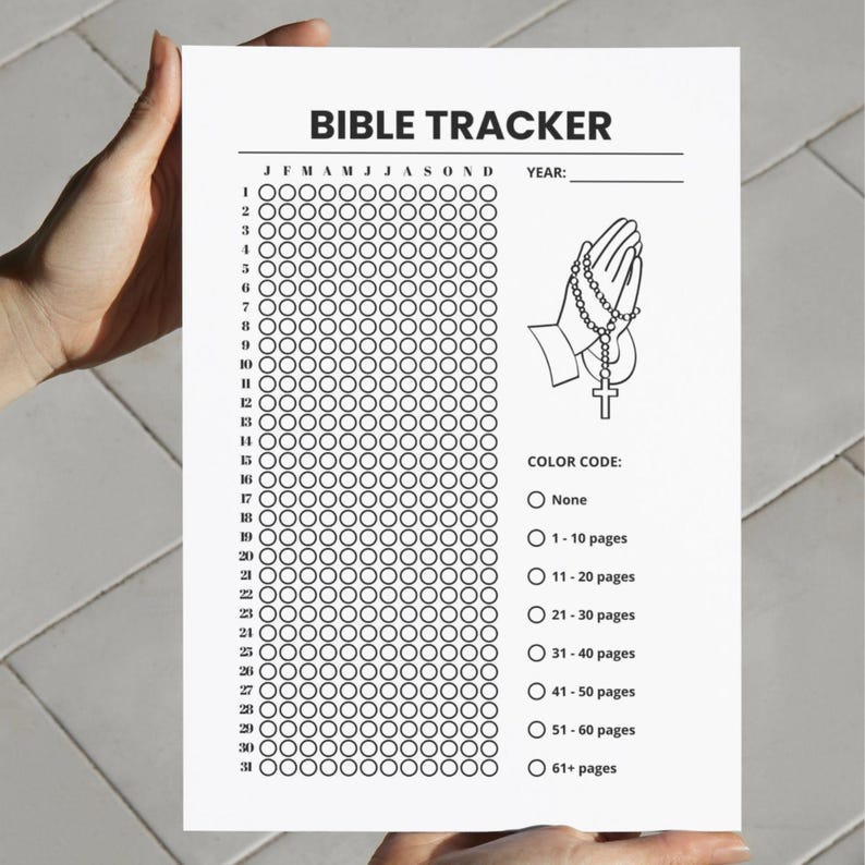 Bible Tracker Yearly Printable Bible Study Journal Page Daily Scripture ...