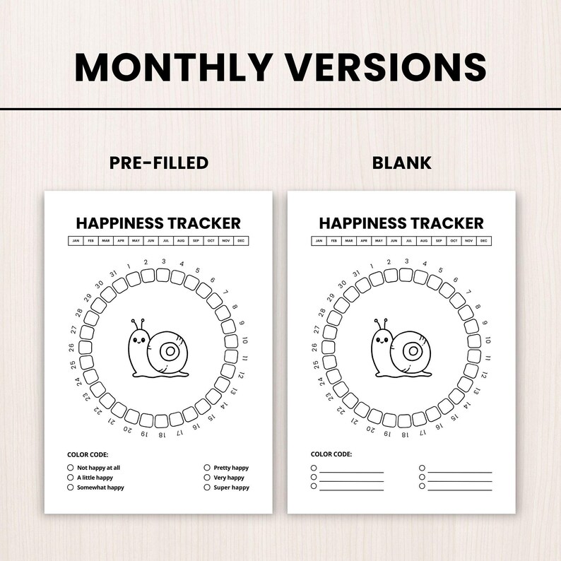 Happiness Tracker Printable Mood Tracker Gratitude Journal Page Daily ...