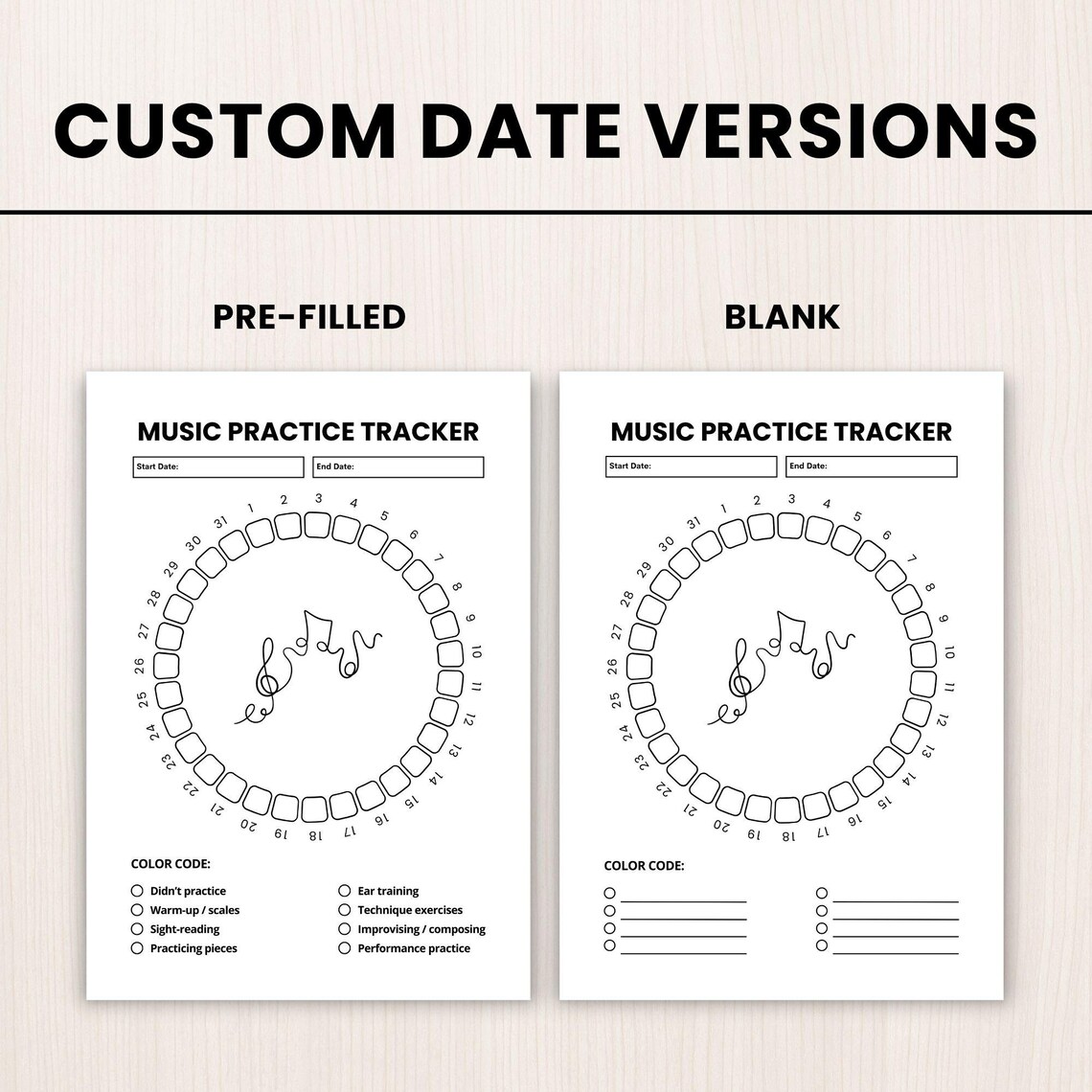 Music Tracker Printable Monthly Instrument Practice Log Daily Voice ...