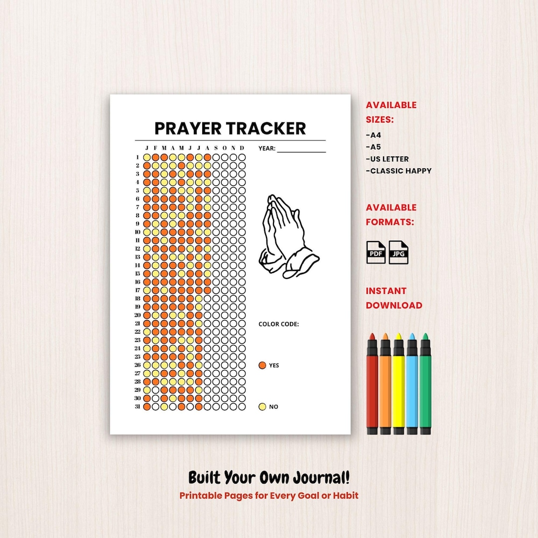 Prayer Tracker Yearly Printable Prayer Journal Page Daily Prayer Log ...