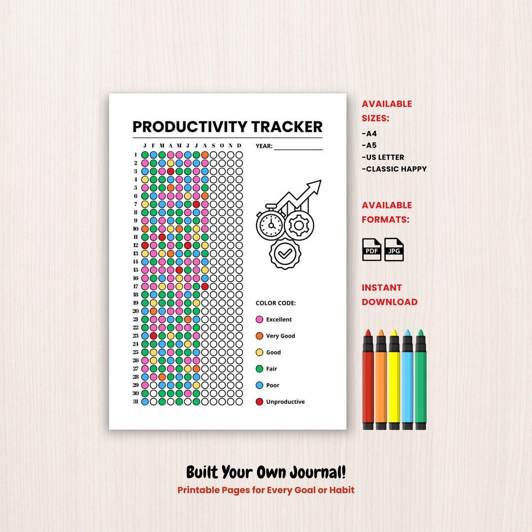 Productivity Tracker Yearly Printable Goal Setting Journal Page ...