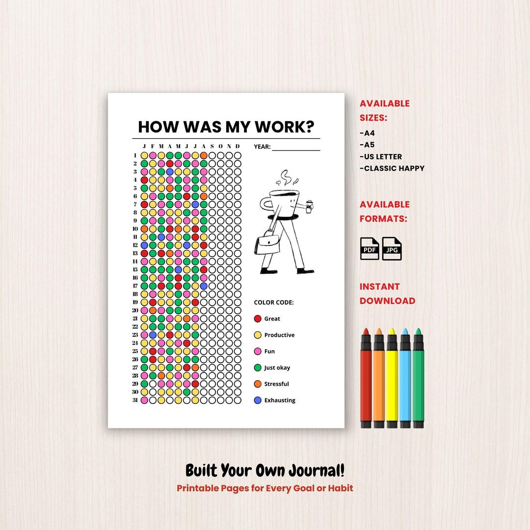 How Was My Work Tracker Printable Work Productivity Journal Page Work ...