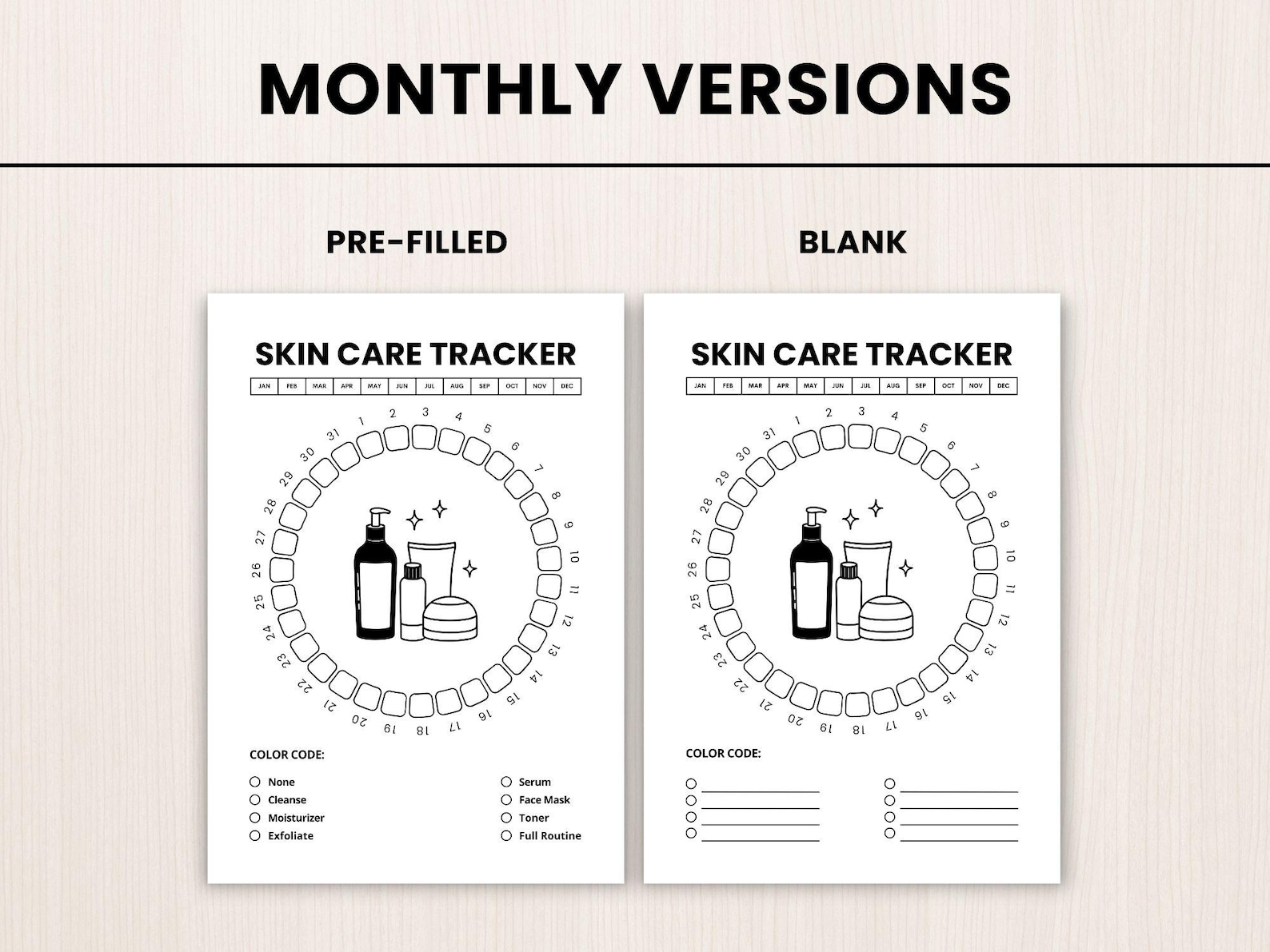 Skin Care Tracker Printable Daily Beauty Routine Planner Self Care ...