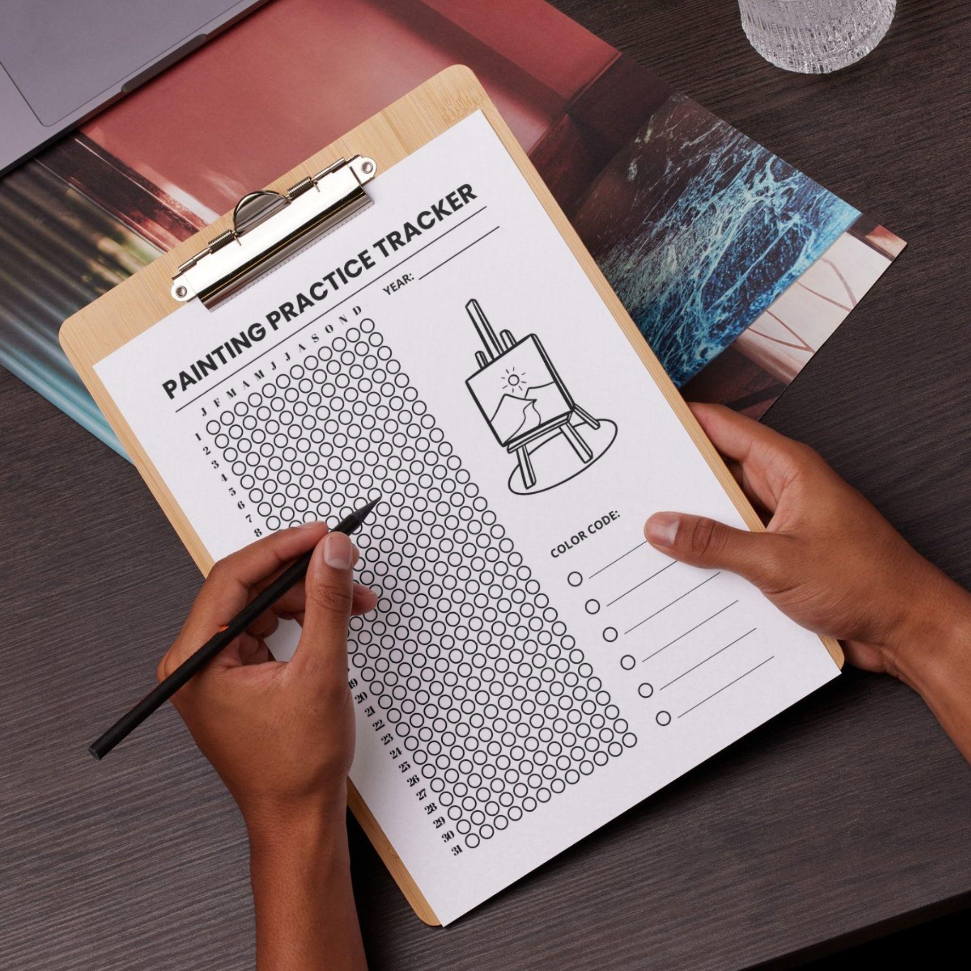 Painting Tracker Yearly, Printable Painting Practice Log, Digital ...